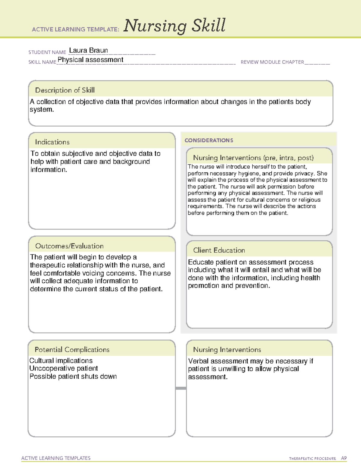 10 - med card - ACTIVE LEARNING TEMPLATES TherapeuTic procedure A ...