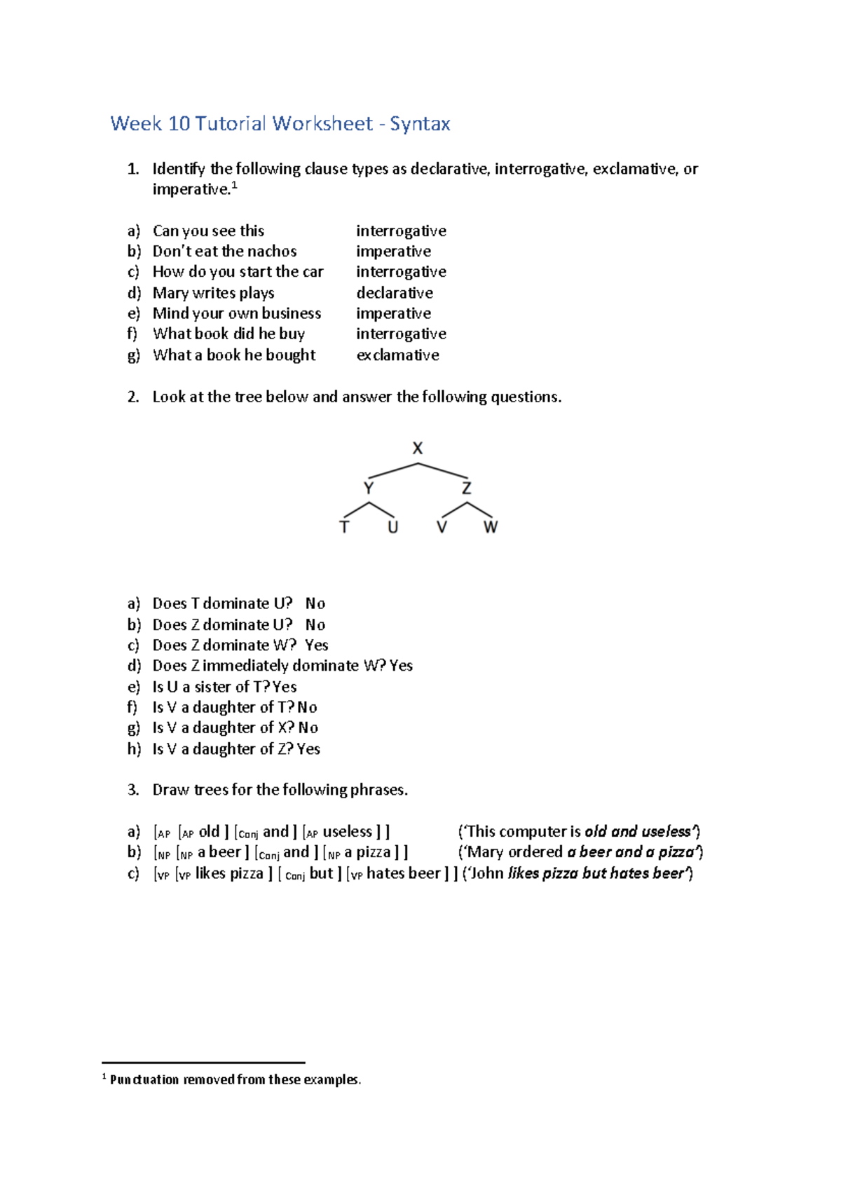 Week 10 tutorial worksheet - Solutions - Week 10 Tutorial Worksheet ...