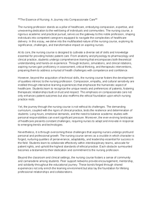 Essay about Nursing - Nursing stands as a beacon of compassion ...