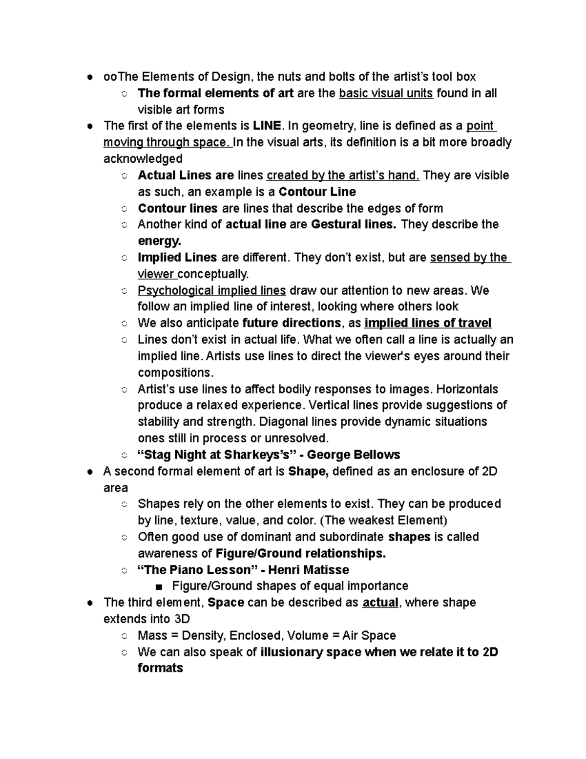 Art Appreciation - notes - ooThe Elements of Design, the nuts and bolts ...