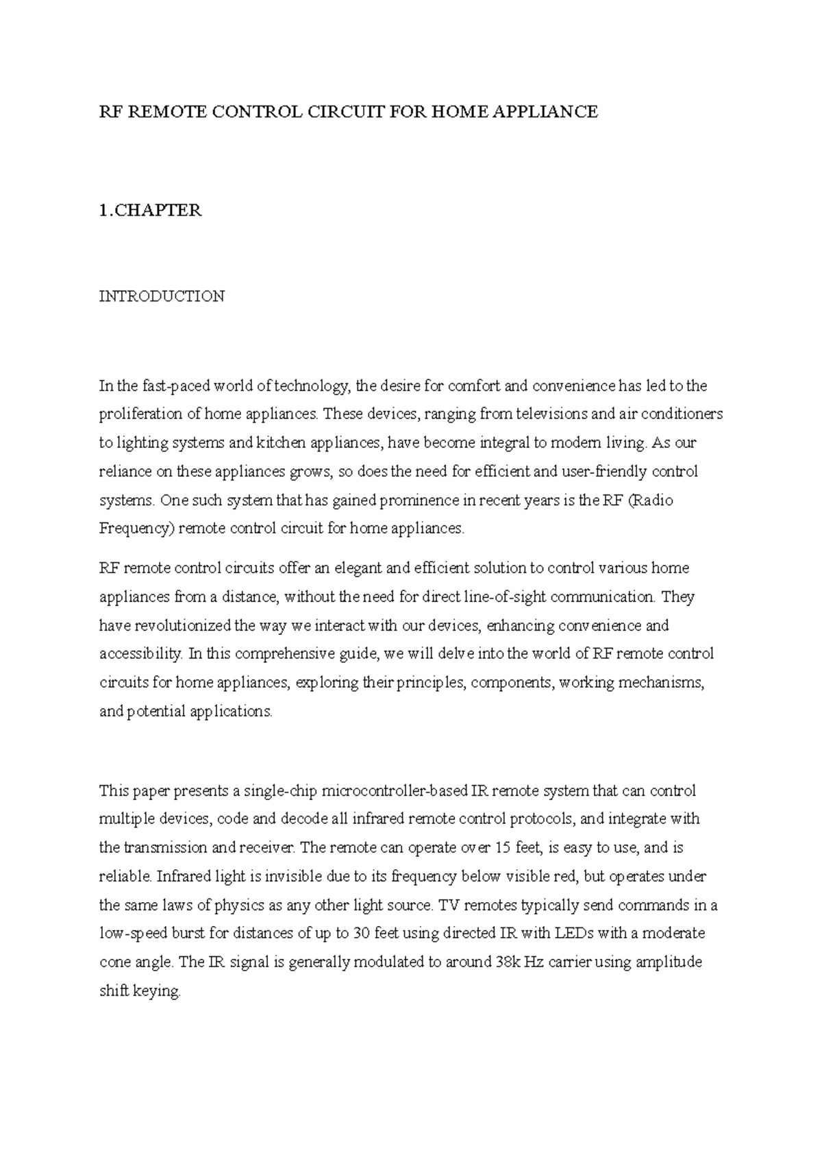 RF Remote Control Circuit FOR HOME Applianc 1 - RF REMOTE CONTROL ...