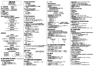 CS1231s cheatsheet - Mathematical Induction Sequence and Terms A sequence is an ordered set with ...