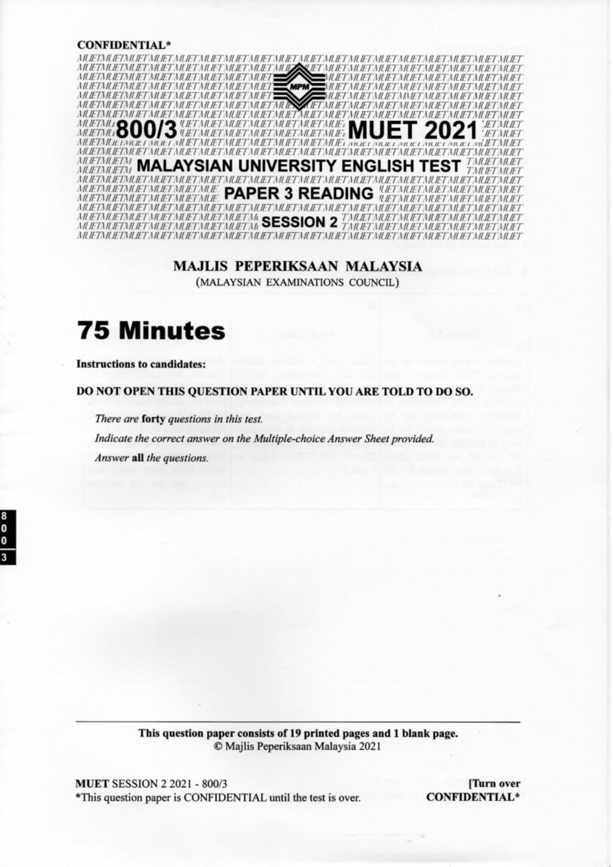 MUET Reading S2 2021 - MUET Practice material - General English - Studocu