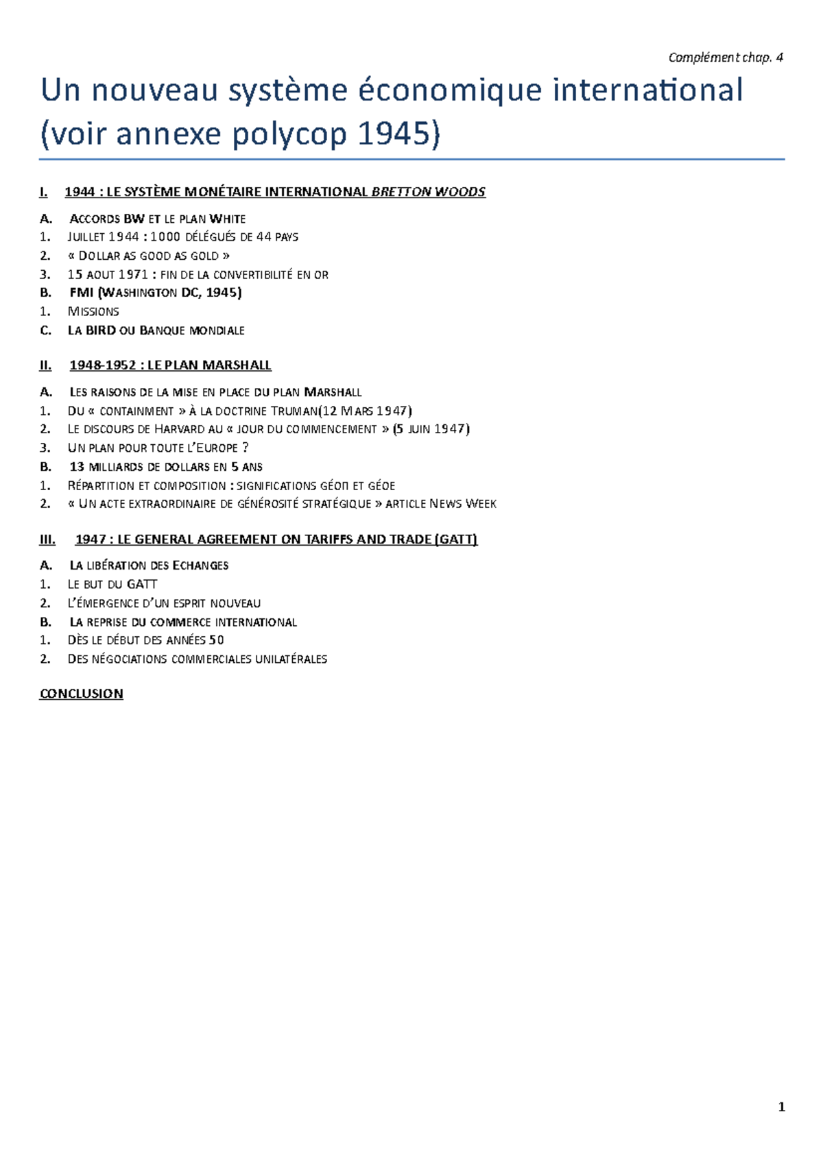 CH4* - Un nouveau système économique international - Un nouveau système ...