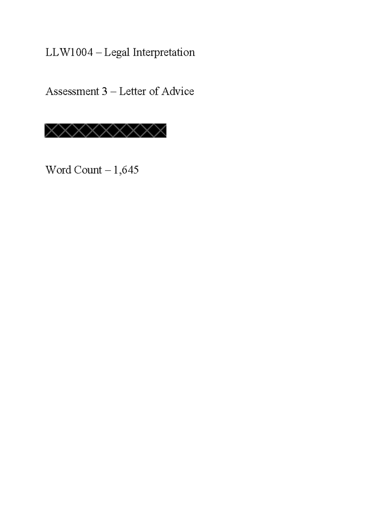 LLW1004 - Letter of Advice - LLW1004 3 Legal Interpretation Assessment ...