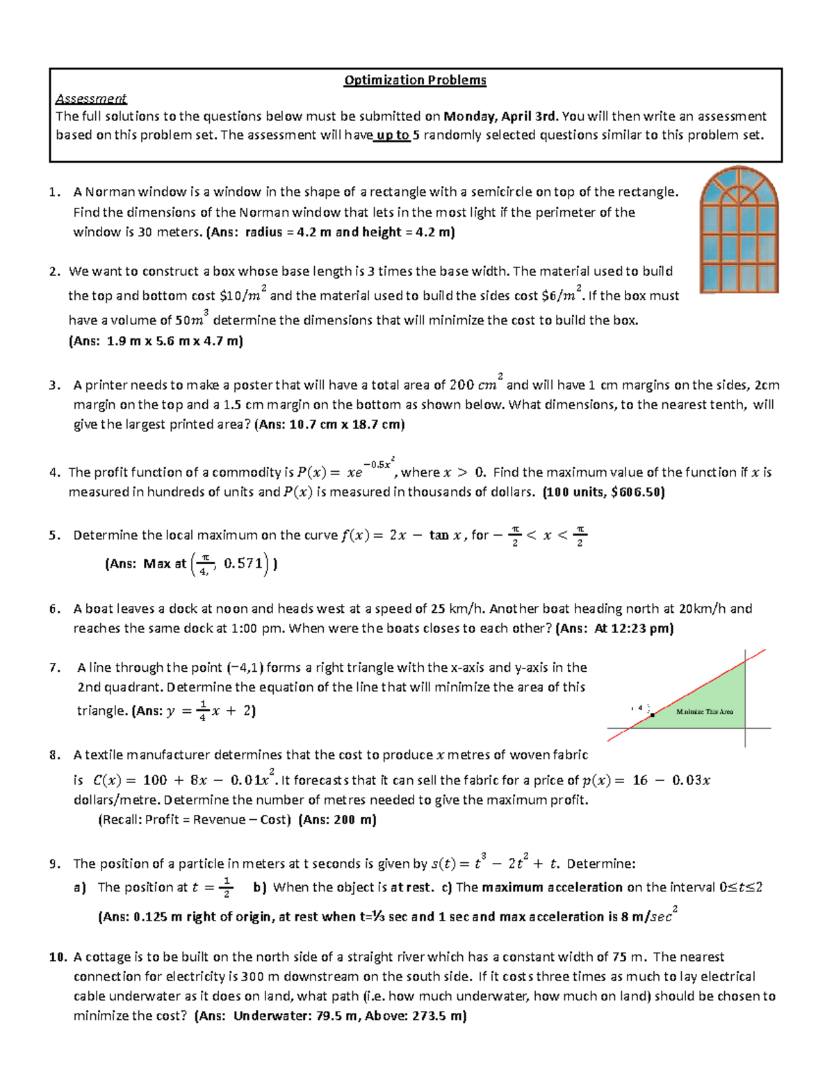Optimization Problem Set 2023 doc.docx - Optimization Problems Assessment The full solutions to ...