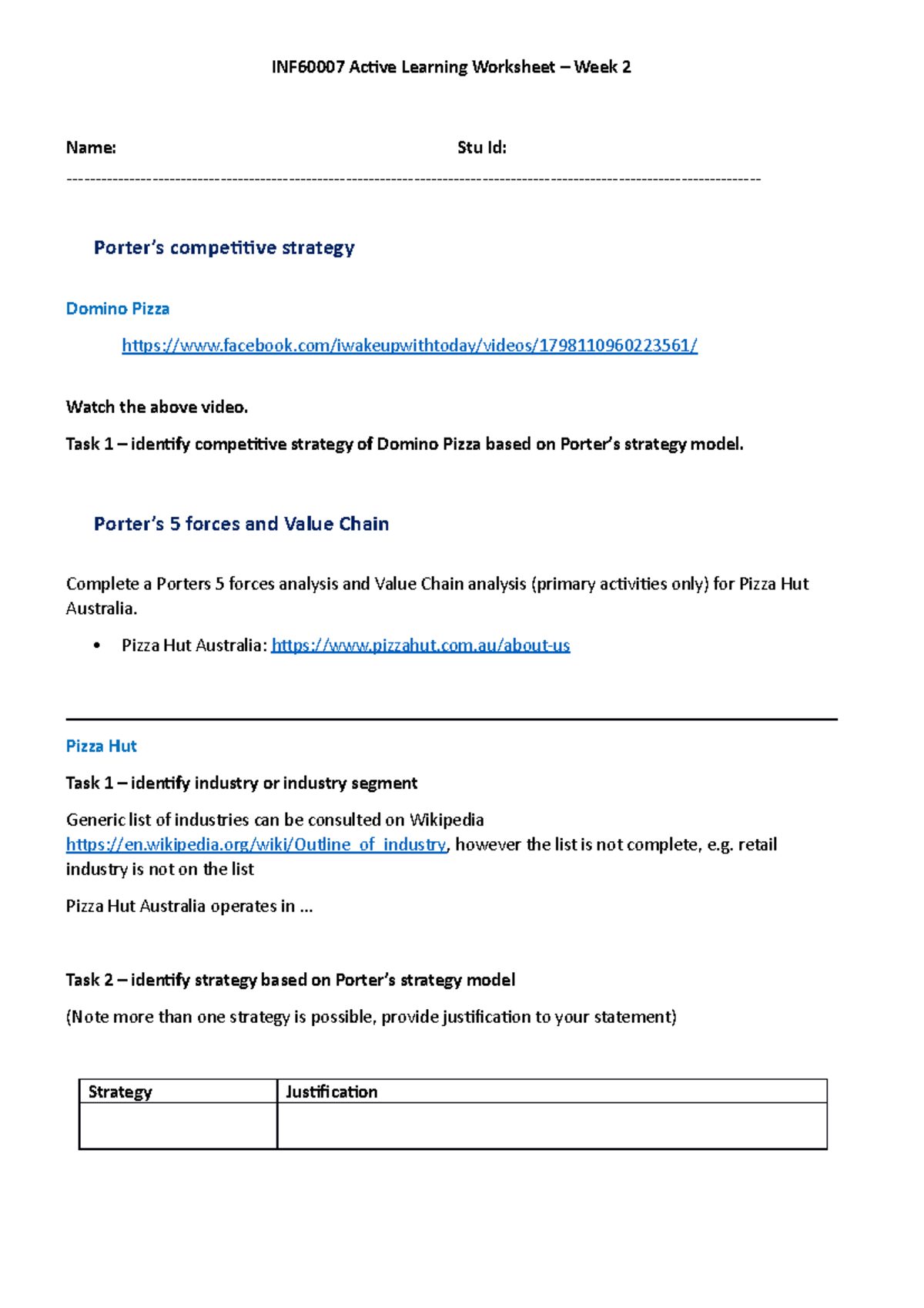 Exam 2 March, questions - INF60007 Active Learning Worksheet – Week 2 ...