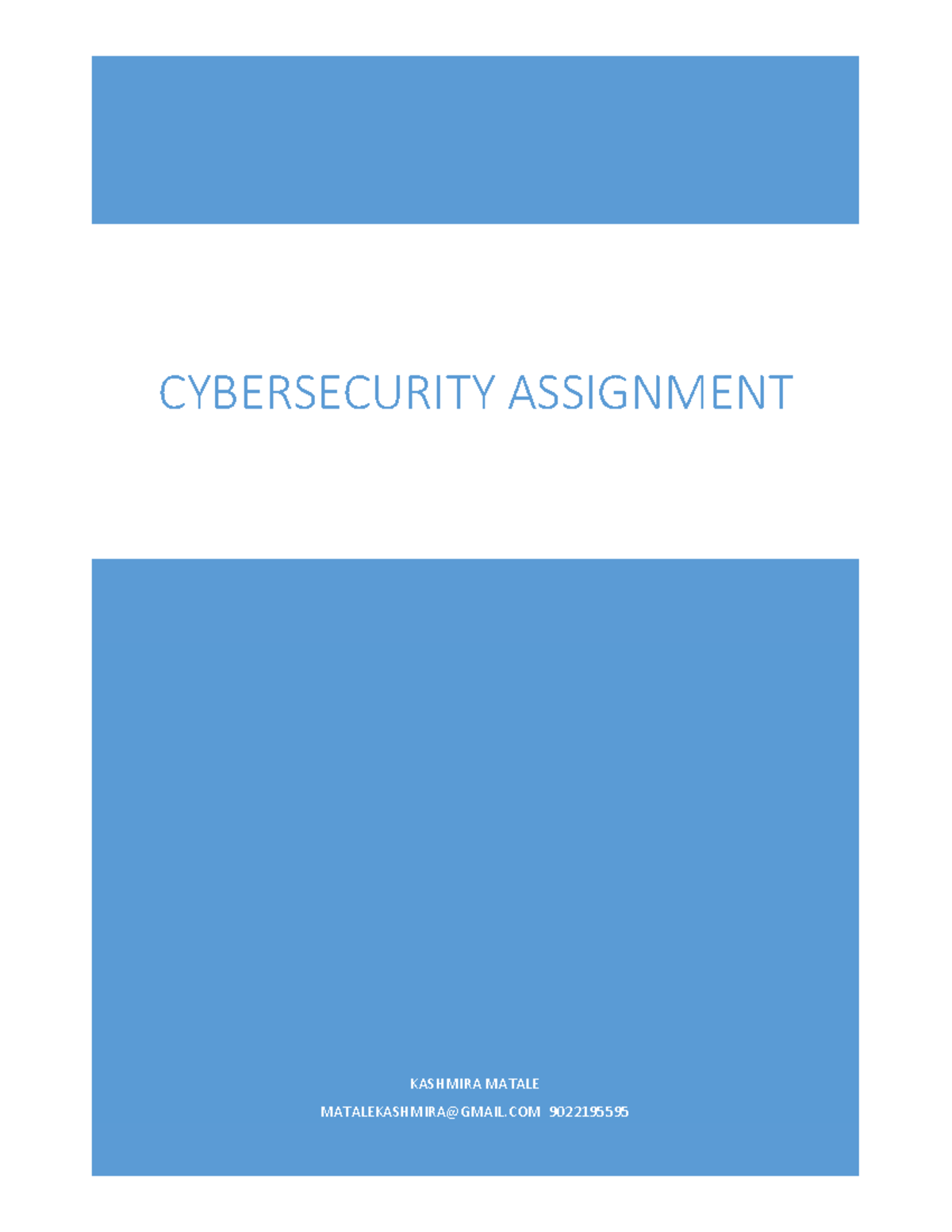 Cyber assignment voc 1 - KASHMIRA MATALE MATALEKASHMIRA@GMAIL 9022195595 CYBERSECURITY ...