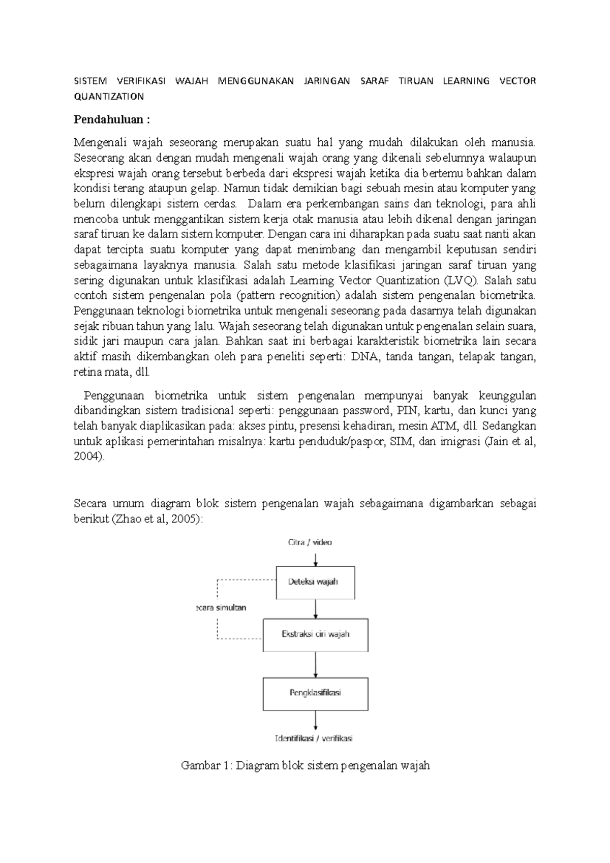 Sistem Verifikasi Wajah Menggunakan Jaringan Saraf Tiruan Learning ...