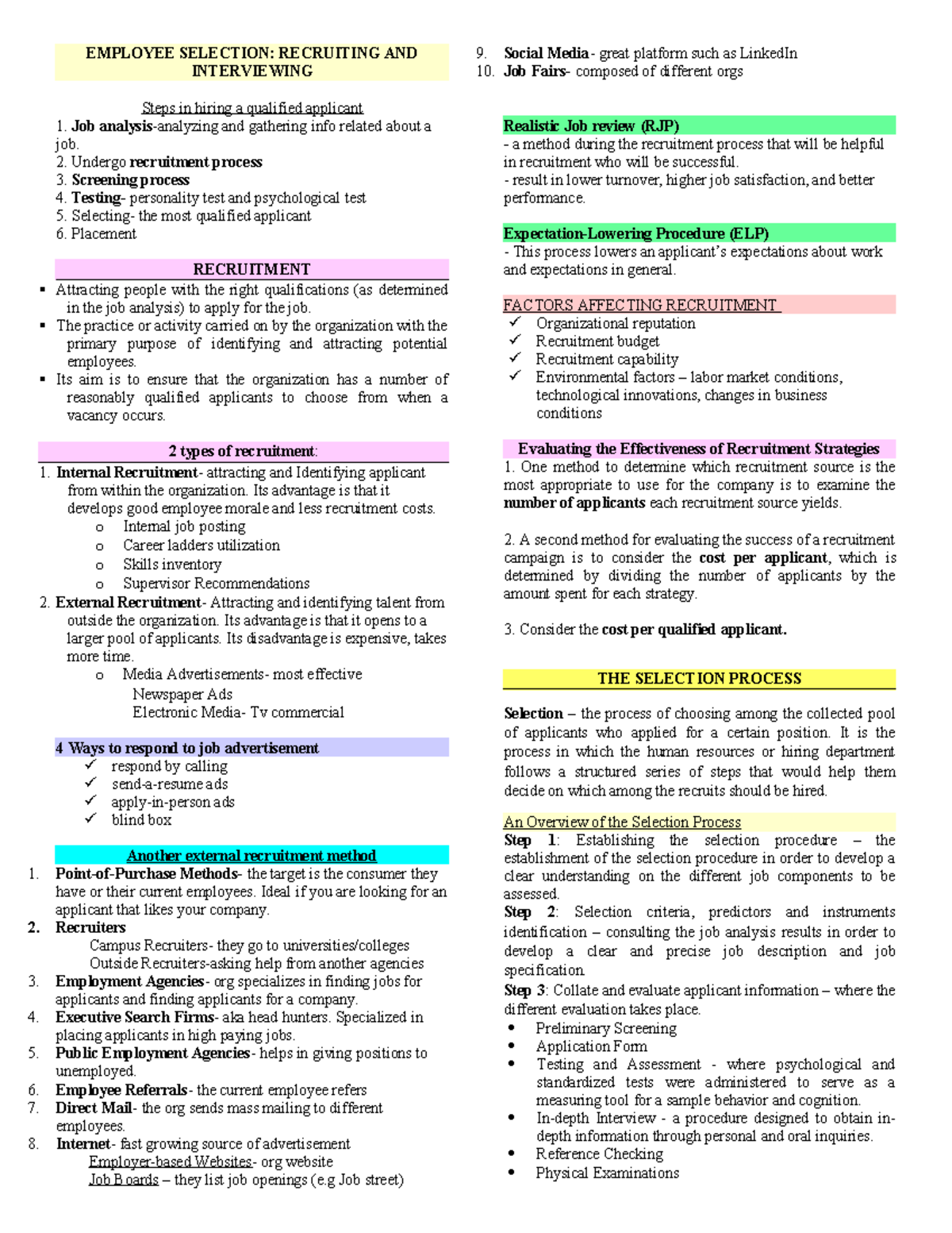 Employee selection - EMPLOYEE SELECTION: RECRUITING AND INTERVIEWING ...