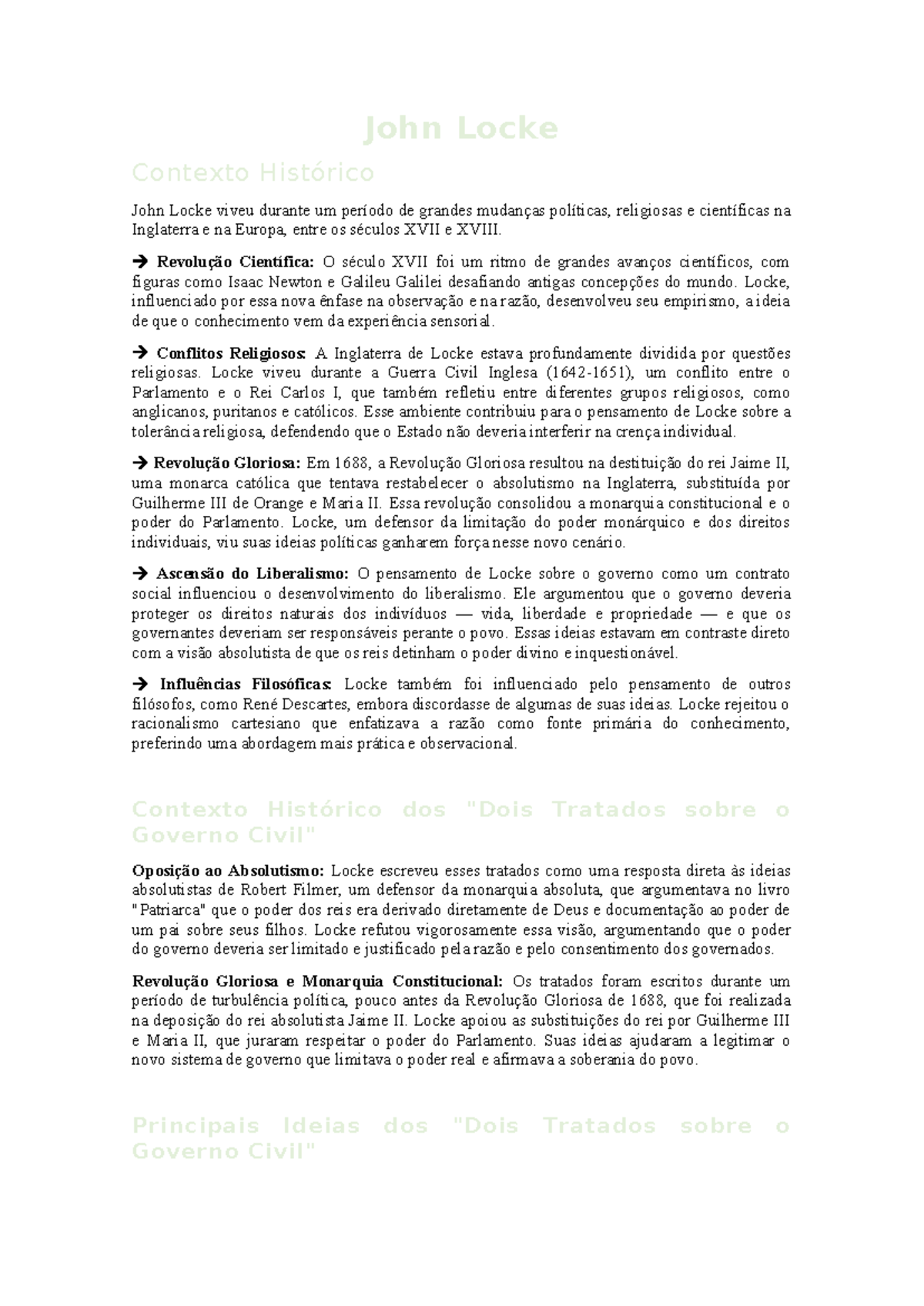 John Locke - Resumo: vida, pensamento, Estado, natureza... - John Locke ...