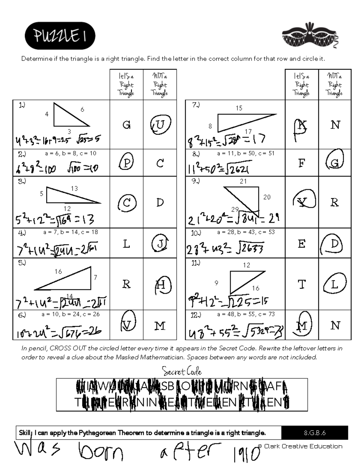 Masked+Mathematician+puzzle+1 - © Clark Creative Education Determine if ...