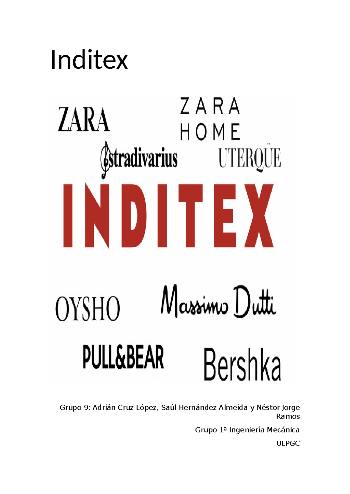 Practica inditex - Inditex Grupo 9: Adrián Cruz López, Saúl Hernández Almeida y Néstor Jorge ...