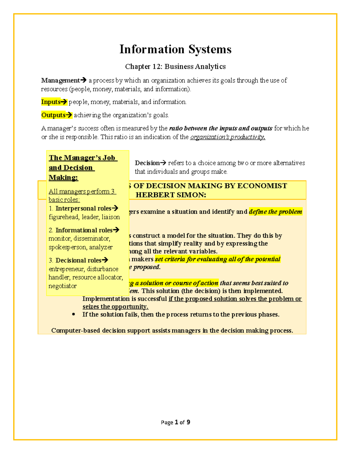 Info Systems Ch 12 Note - Information Systems Chapter 12: Business ...