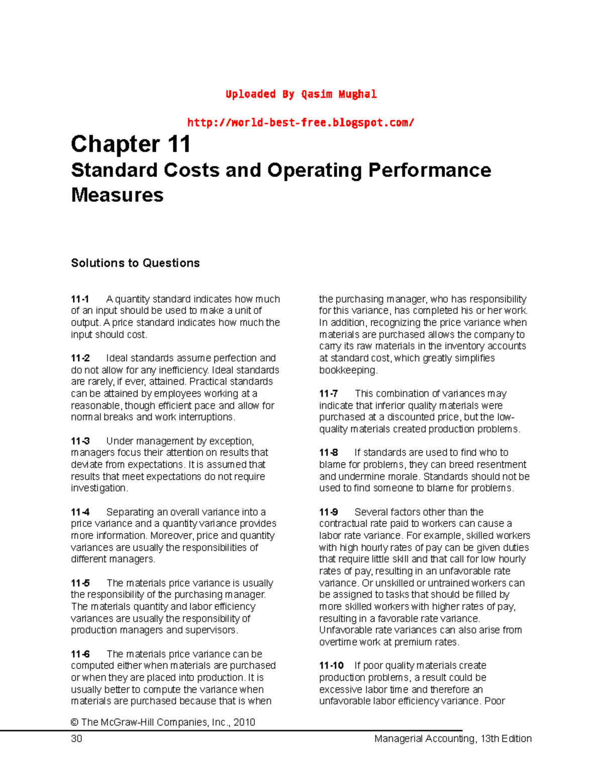 CMA - Chapter 11 - Cost and Managerial accounting - Uploaded By Qasim ...