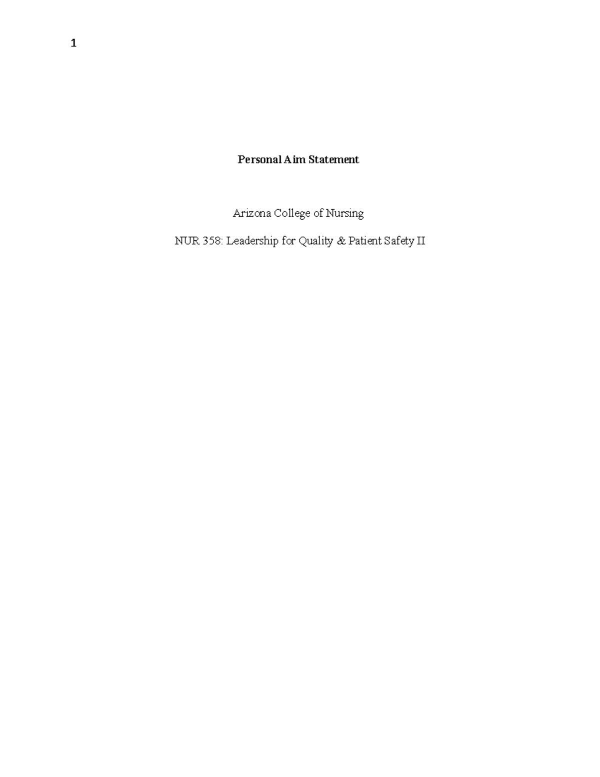 Personal Aim Statement - Personal Aim Statement Arizona College of ...