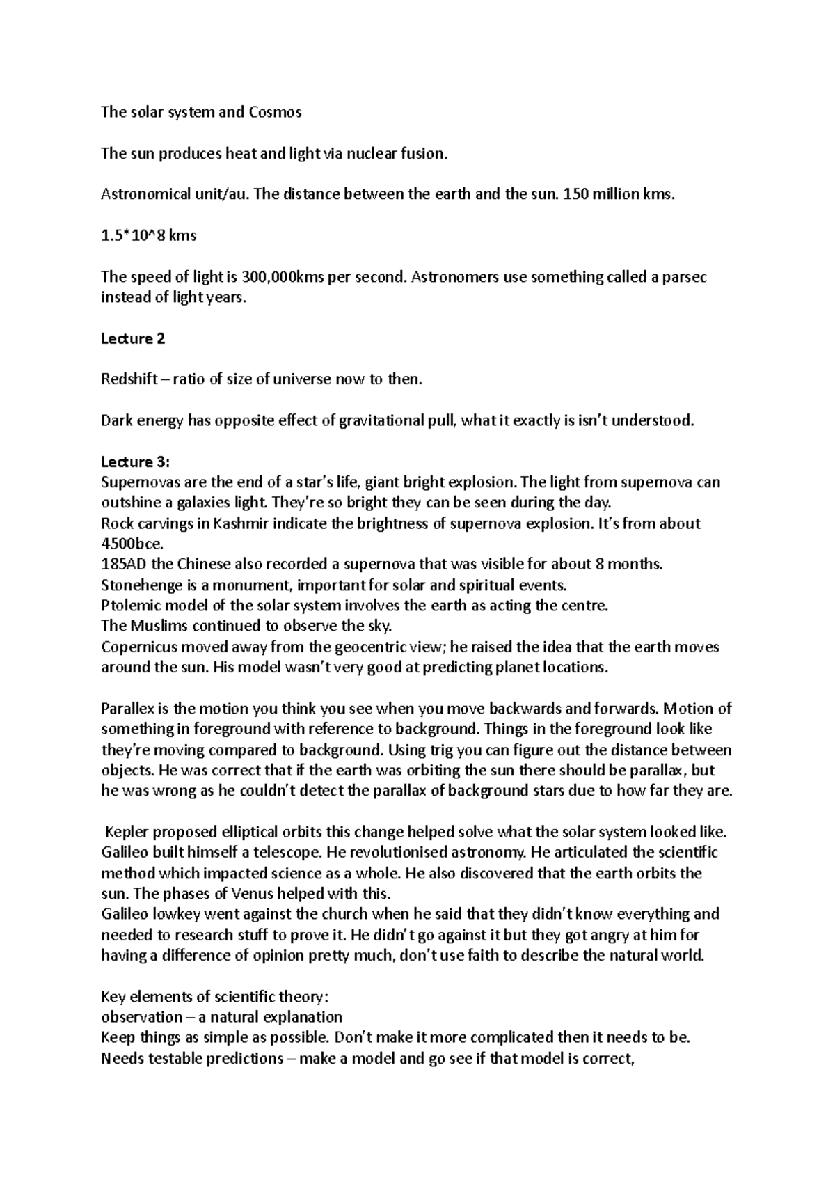 The solar system and Cosmos notes - The solar system and Cosmos The sun ...