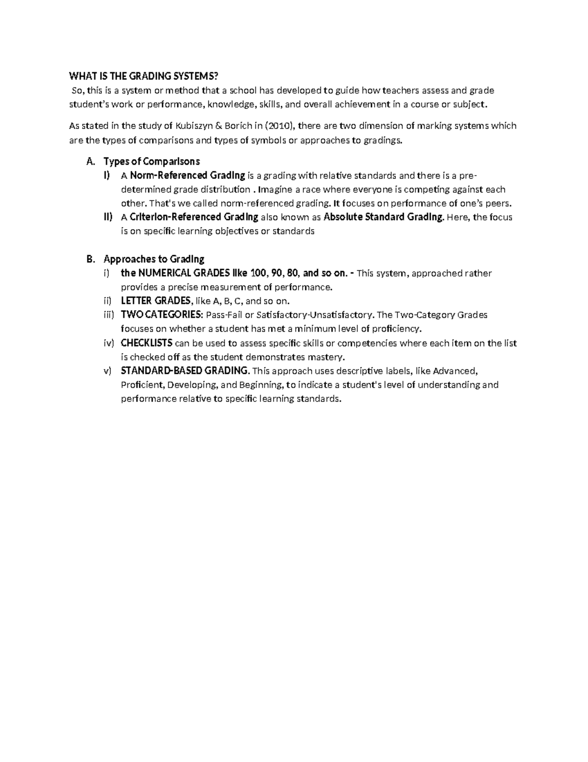 Grading Systems - Chapter 2 - WHAT IS THE GRADING SYSTEMS? So, this is ...