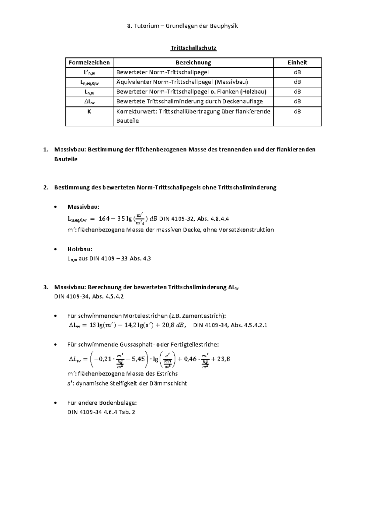 Dokument für freischaltung - Tutorium – Grundlagen der Bauphysik ...