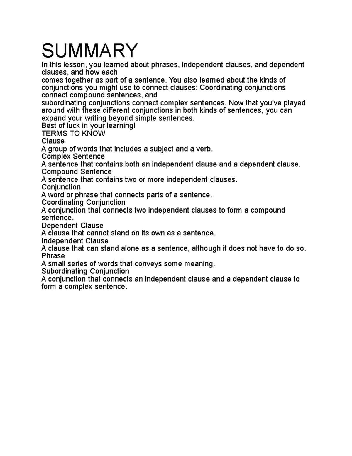 Summary - Composition I - SUMMARY In this lesson, you learned about ...