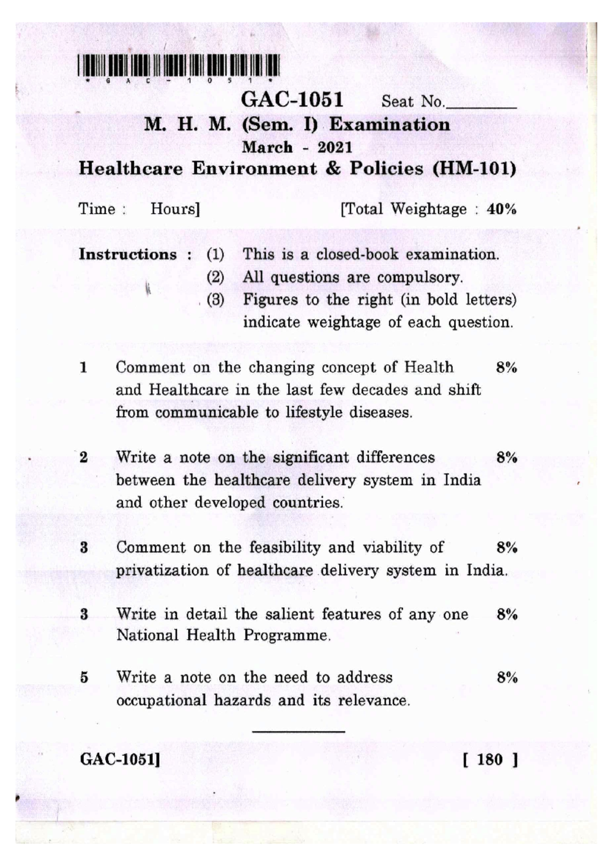 MHM-1 2021 - University Paper - management - Studocu