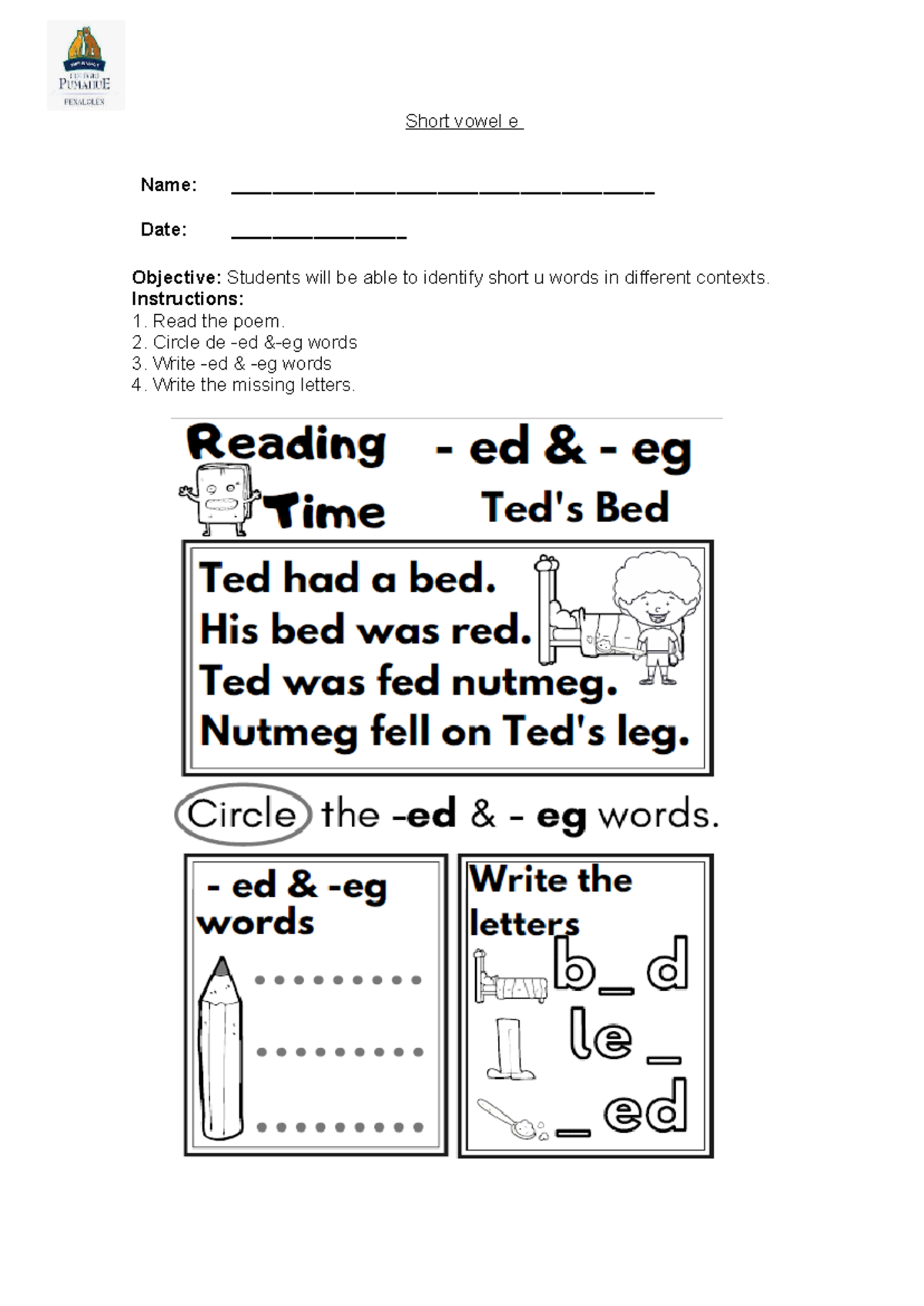 Short e - reading, write and circle - Programación sistemas - Short ...