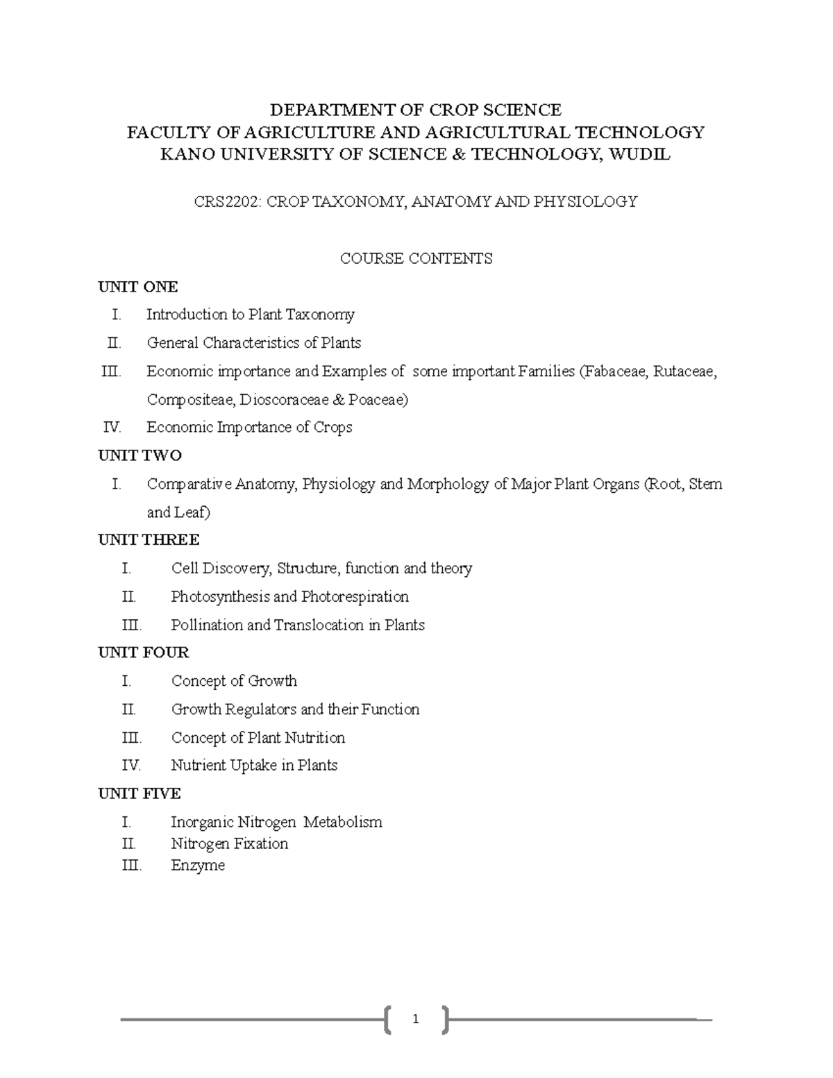 CRS2202 Crop Tax Anat Physiol L - DEPARTMENT OF CROP SCIENCE FACULTY OF ...