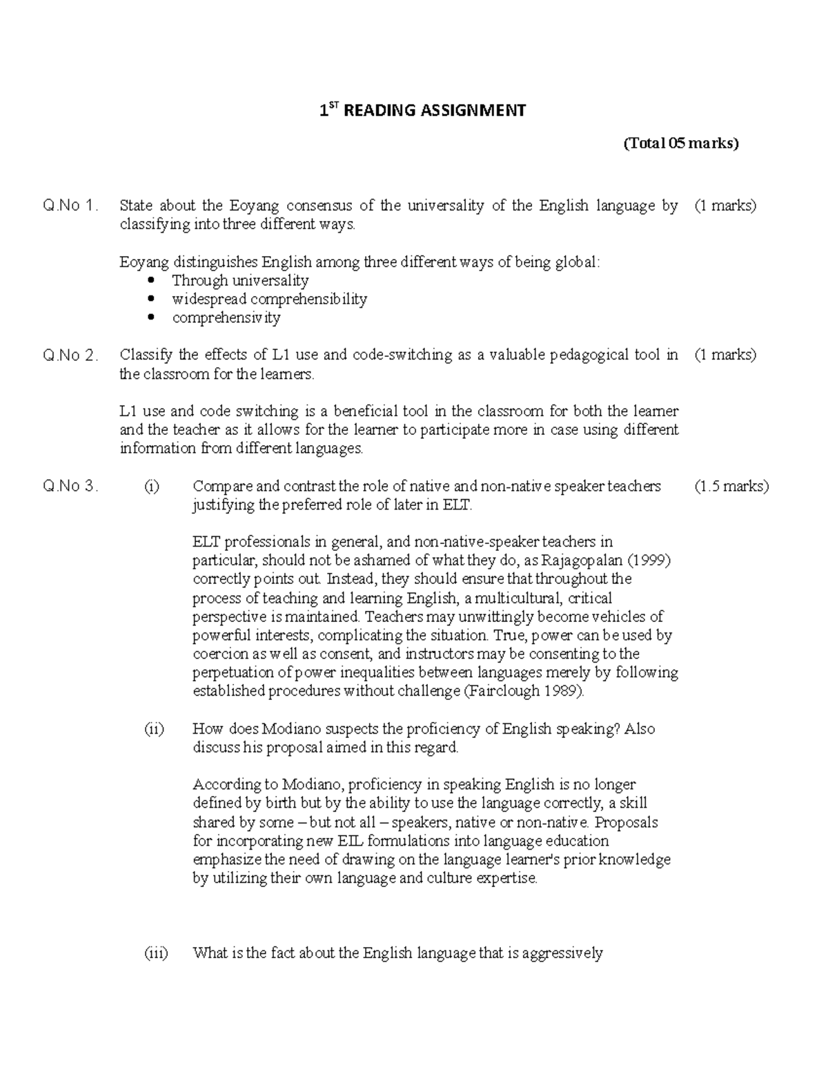 Practice for Academic English Reading - 1 ST READING ASSIGNMENT (Total ...