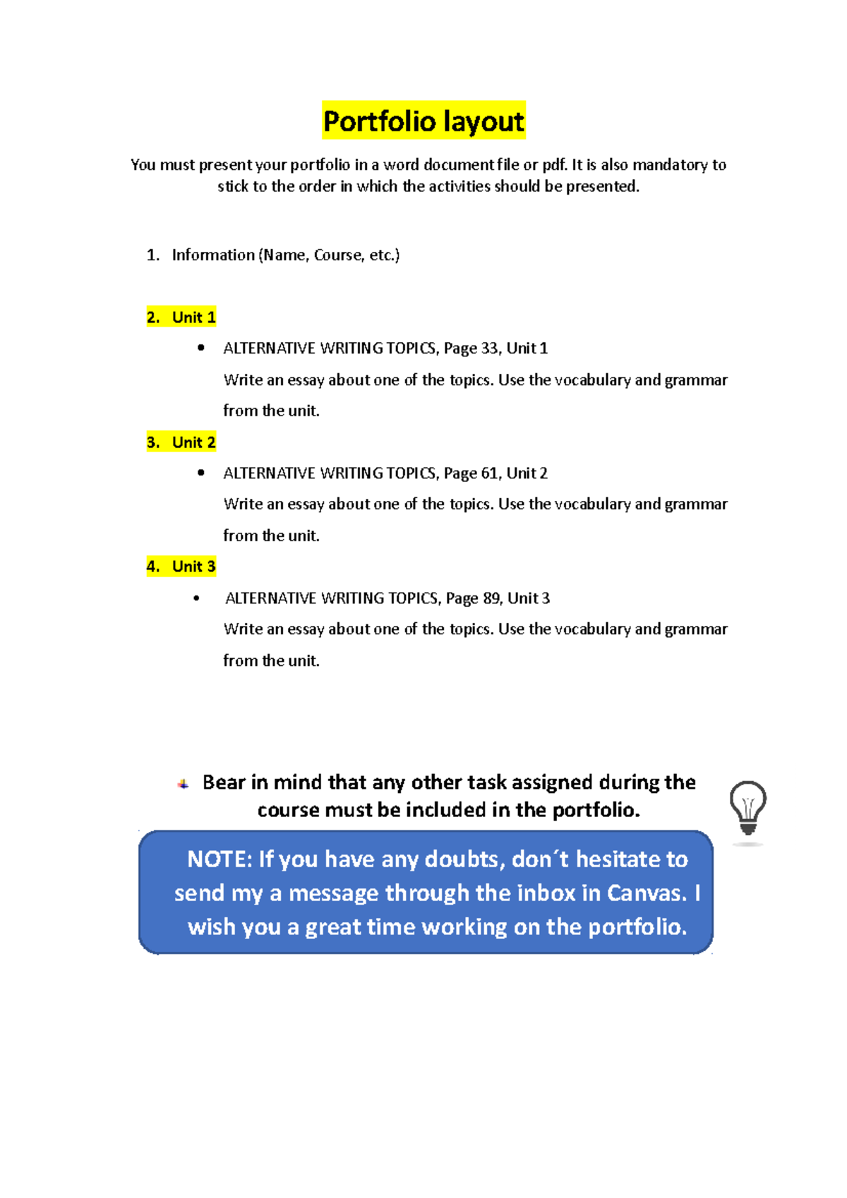 Portfolio ADV R&W-1 - bien - Portfolio layout You must present your ...