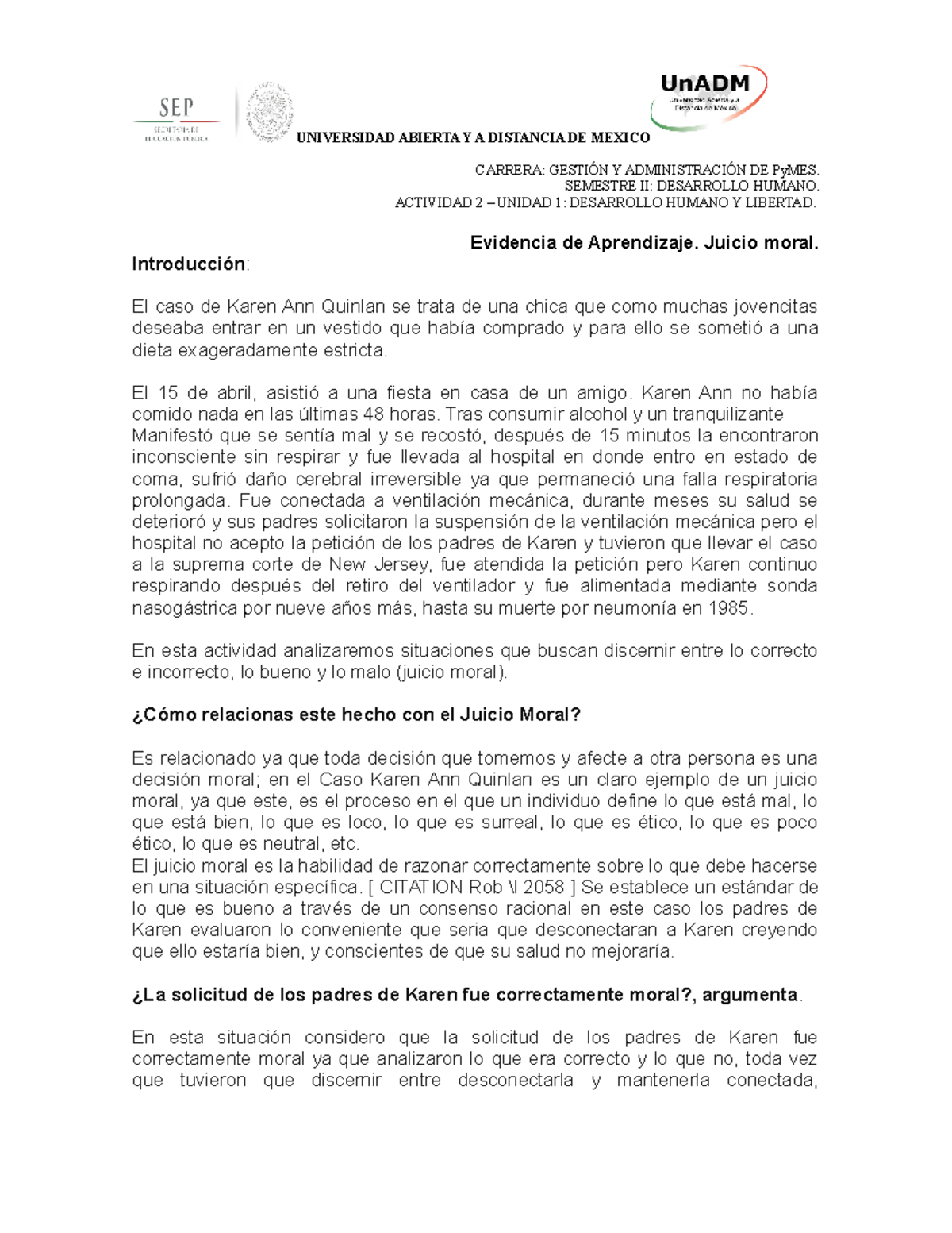 GDHU U1 EA DISR - Nota: 10 - CARRERA: GESTIÓN Y ADMINISTRACIÓN DE PyMES ...