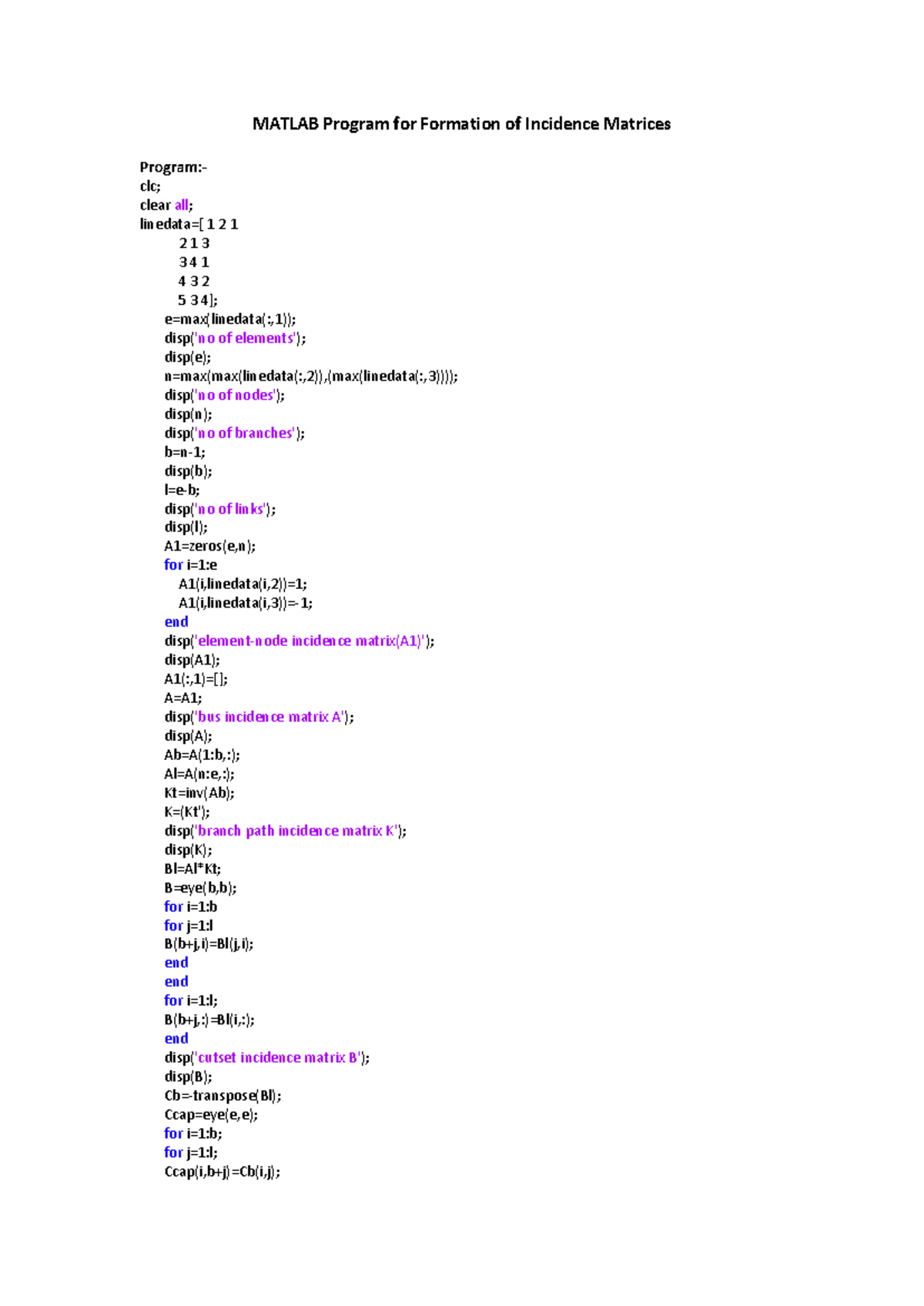 PSA Record Programs - MATLAB Program for Formation of Incidence ...