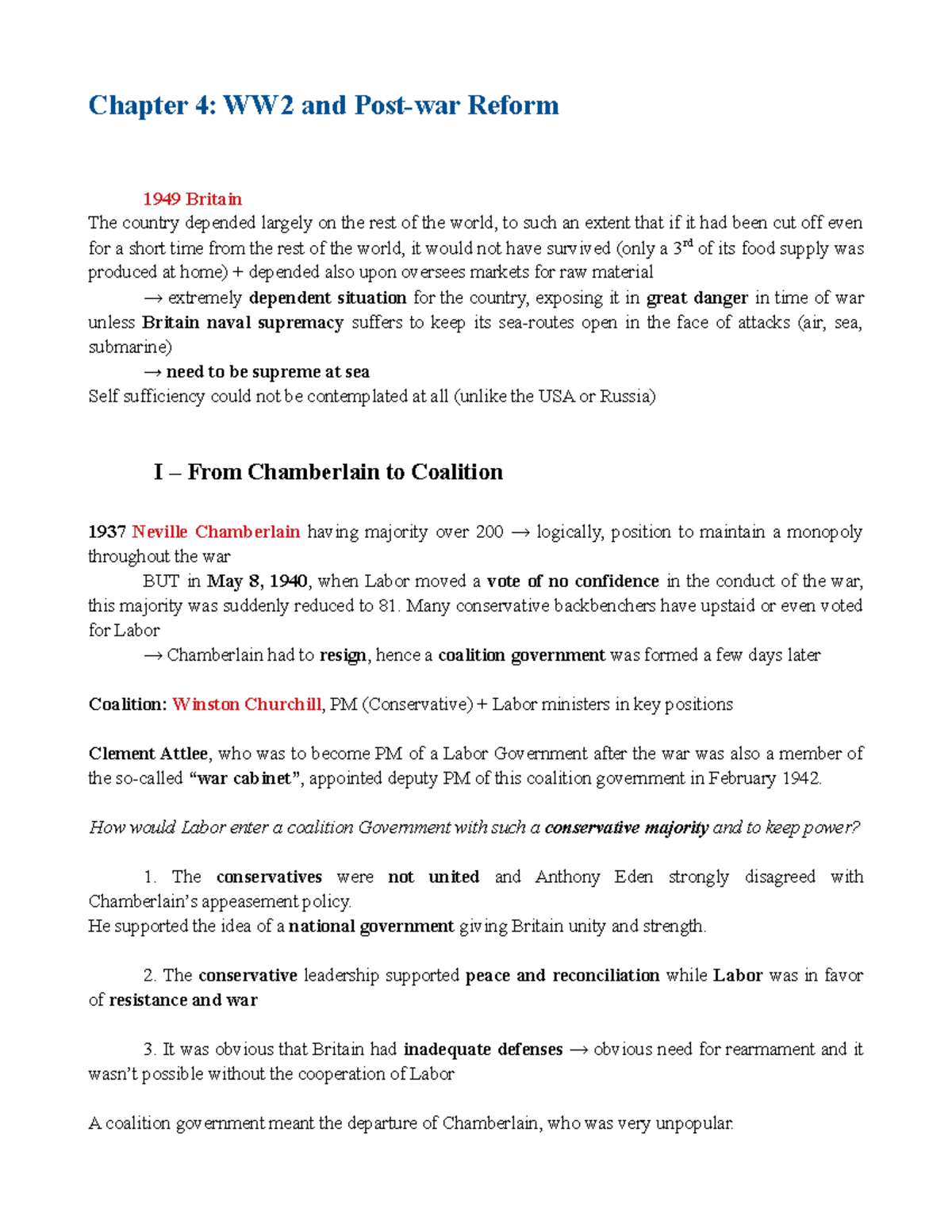 Chapter 4 WW2 and Post-war Reform - Chapter 4: WW2 and Reform 1949 ...