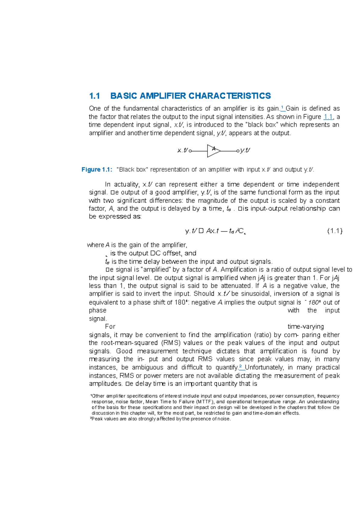 Basic Amplifier Characteristics - A 1 BASIC AMPLIFIER CHARACTERISTICS ...
