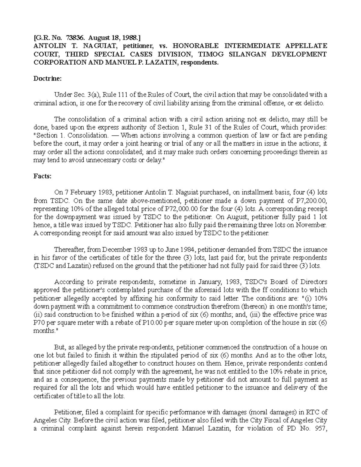 Naguiat-vs-iac compress - [G. No. 73836. August 18, 1988.] ANTOLIN T ...