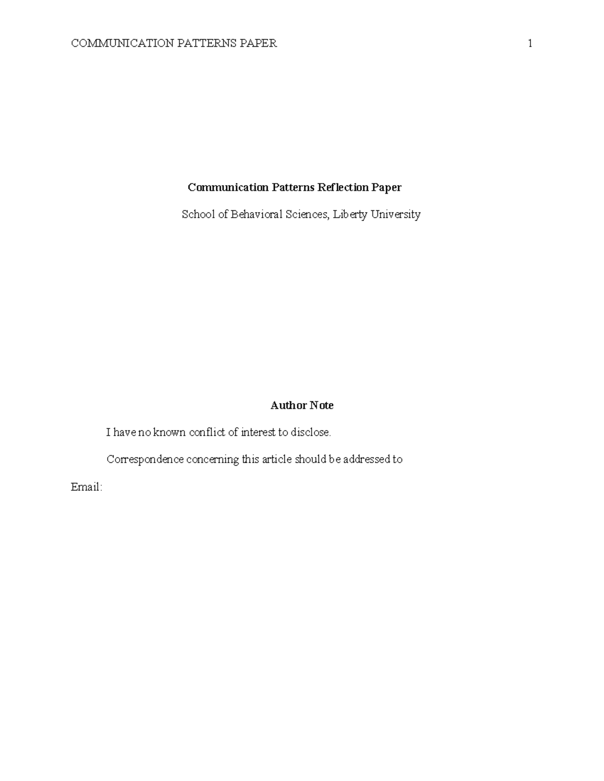 Studoc Communication Patterns Reflection Paper - Communication Patterns ...