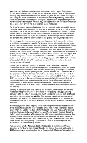 34 Script - Welcome to the world of opulence and extravagance! Today ...