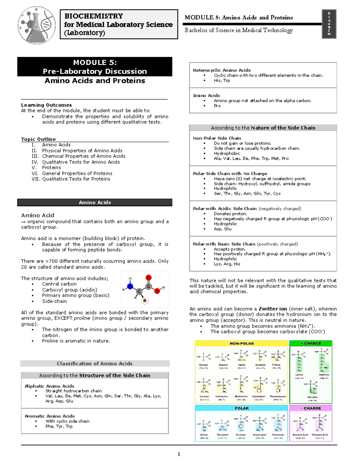 Biochem(Lab)-M5-Amino Acids&Proteins - BIOCHEMISTRY for Medical ...