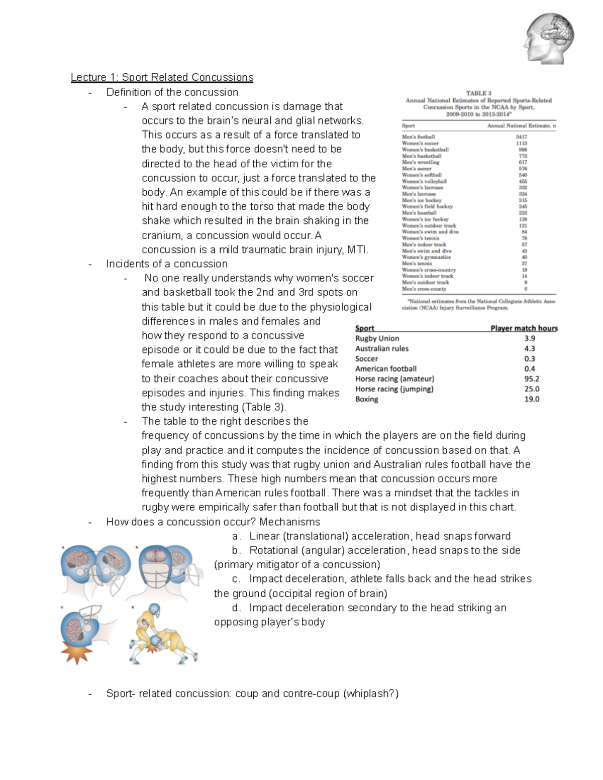 Kin 1080 Week 1 part 1 - class notes - Lecture 1: Sport Related ...