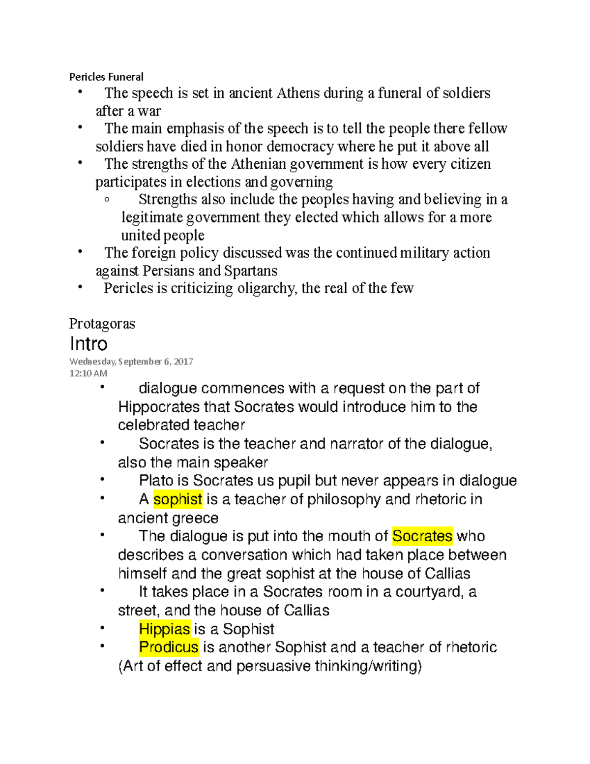 104 readings - Pericles Funeral The speech is set in ancient Athens ...