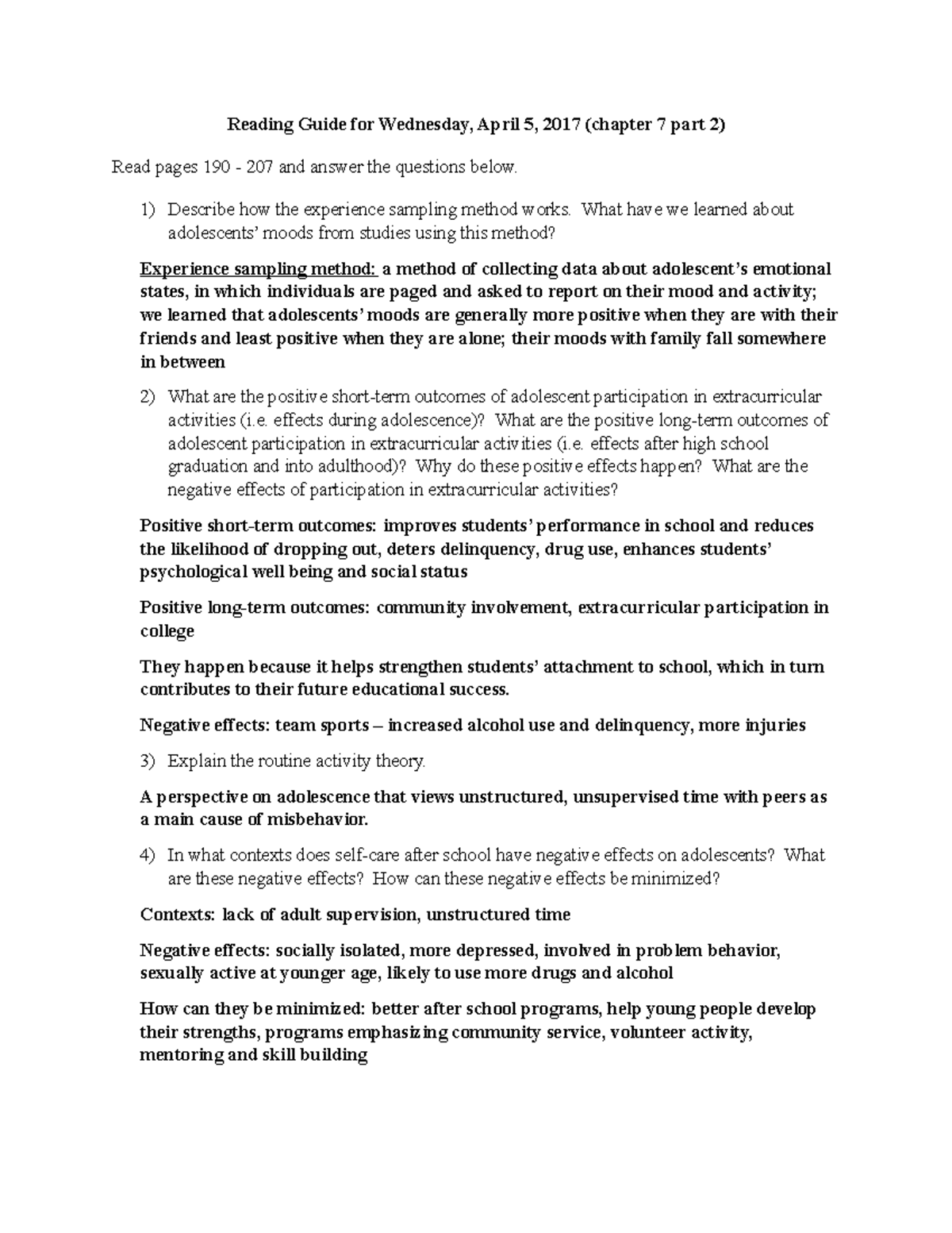 Reading guide chp 7 pt 2 - Vanessa Diaz - Reading Guide for Wednesday ...
