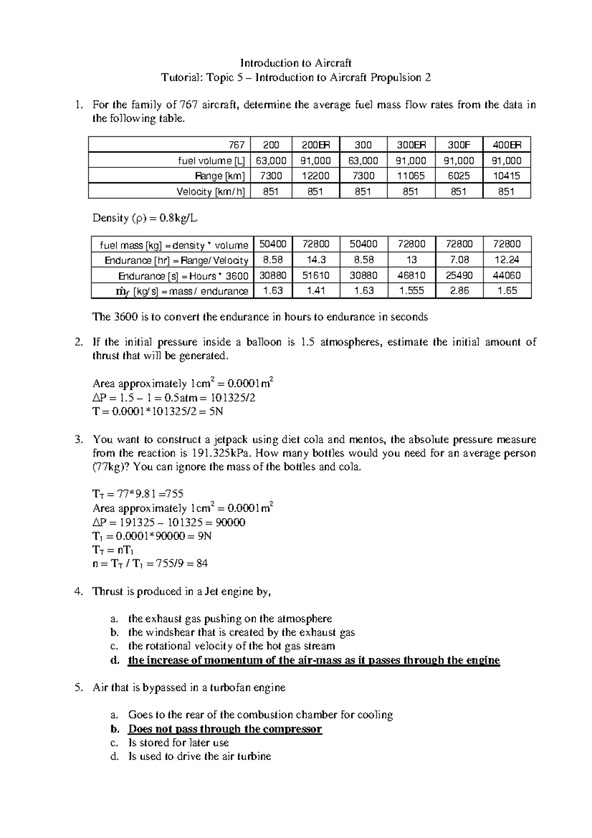 Tutorial Solution - Introduction to Aircraft Tutorial: Topic 5 – Introduction to Aircraft ...