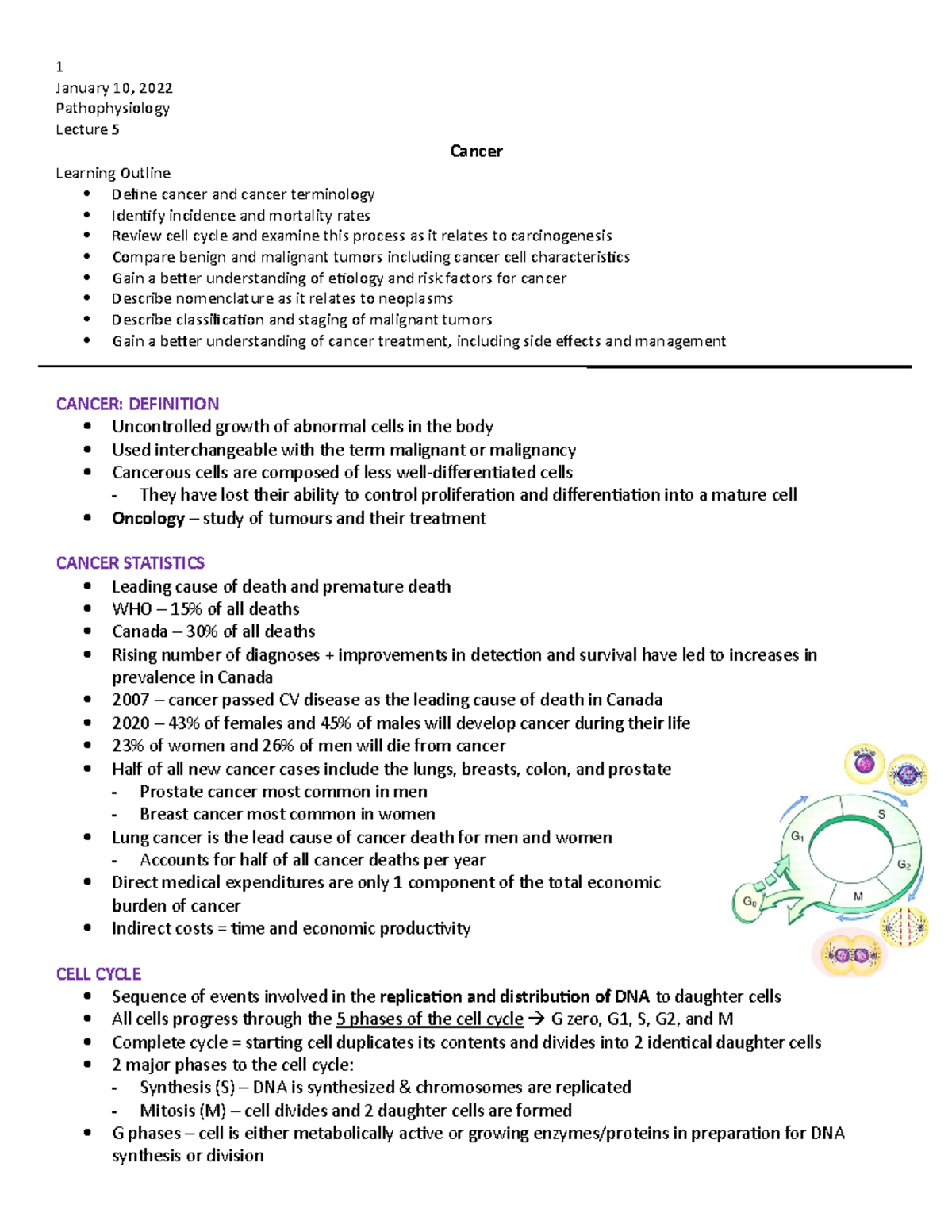 05 Cancer - All information from the module, includes slides and ...
