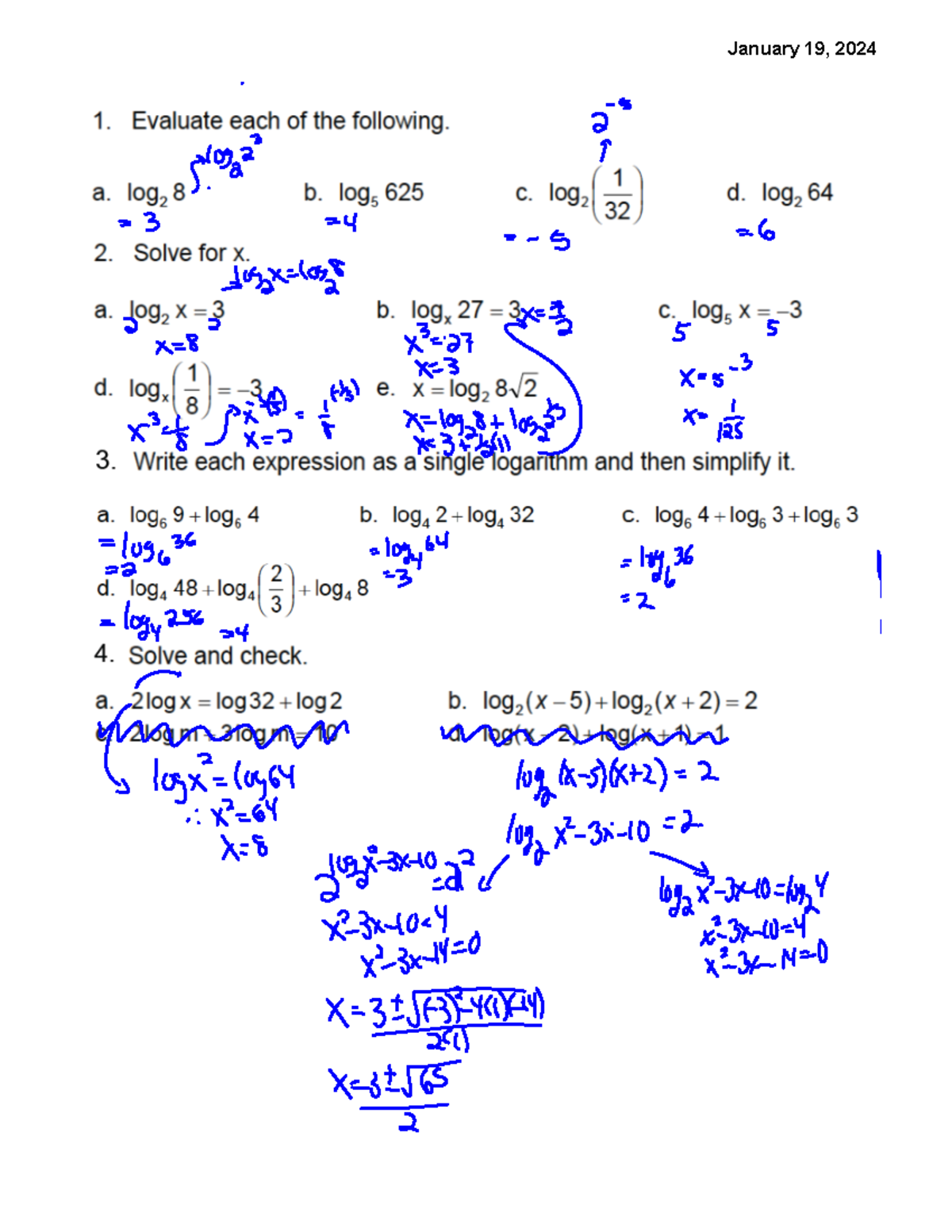 MHF4U - advanced functions review - Solve a. Determine the intercepts ...