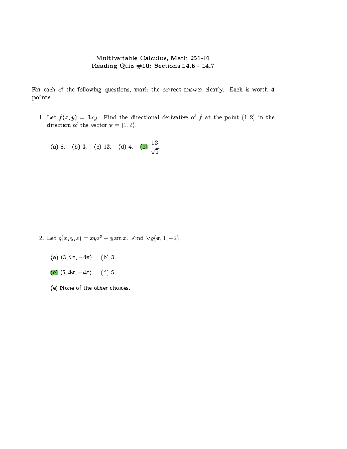 10. 14.6 - 14 - Reading Quiz Chapter 14.6 - 14.7 - Multivariable ...