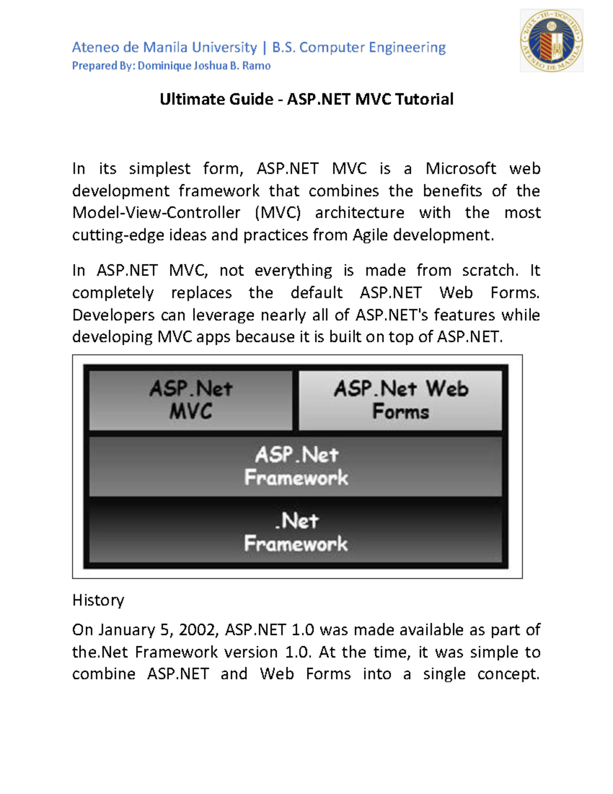 Ultimate Guide - ASP.NET MVC Tutorial - Prepared By: Dominique Joshua B ...