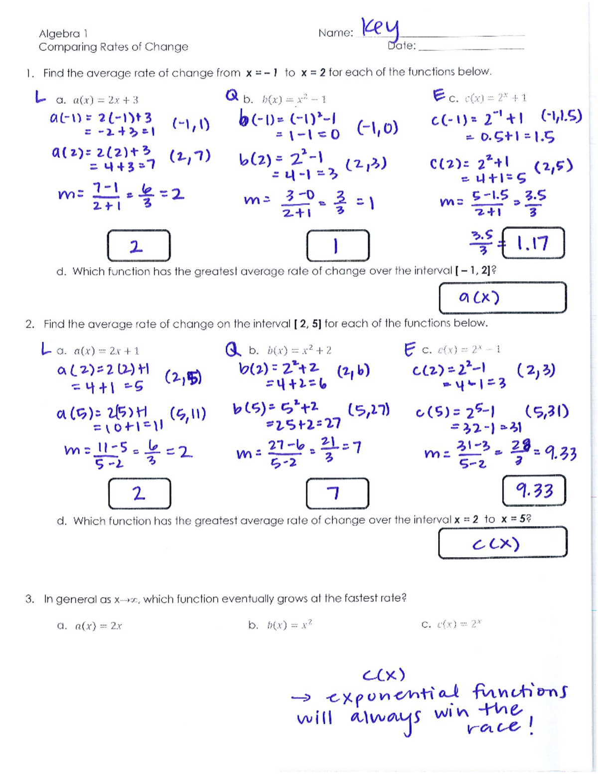 03-16-18 key comparing rates of change - Studocu