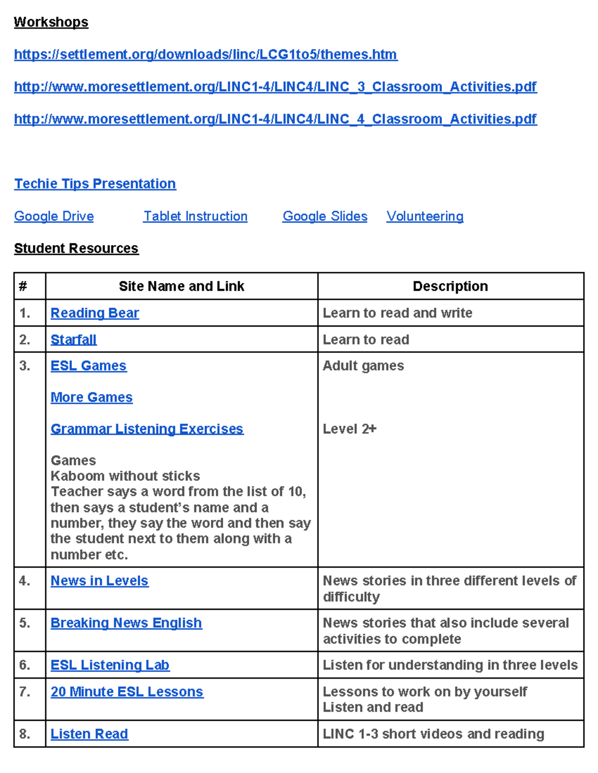 ESL Teacher Resources - spooky stories - Workshops settlement/downloads ...