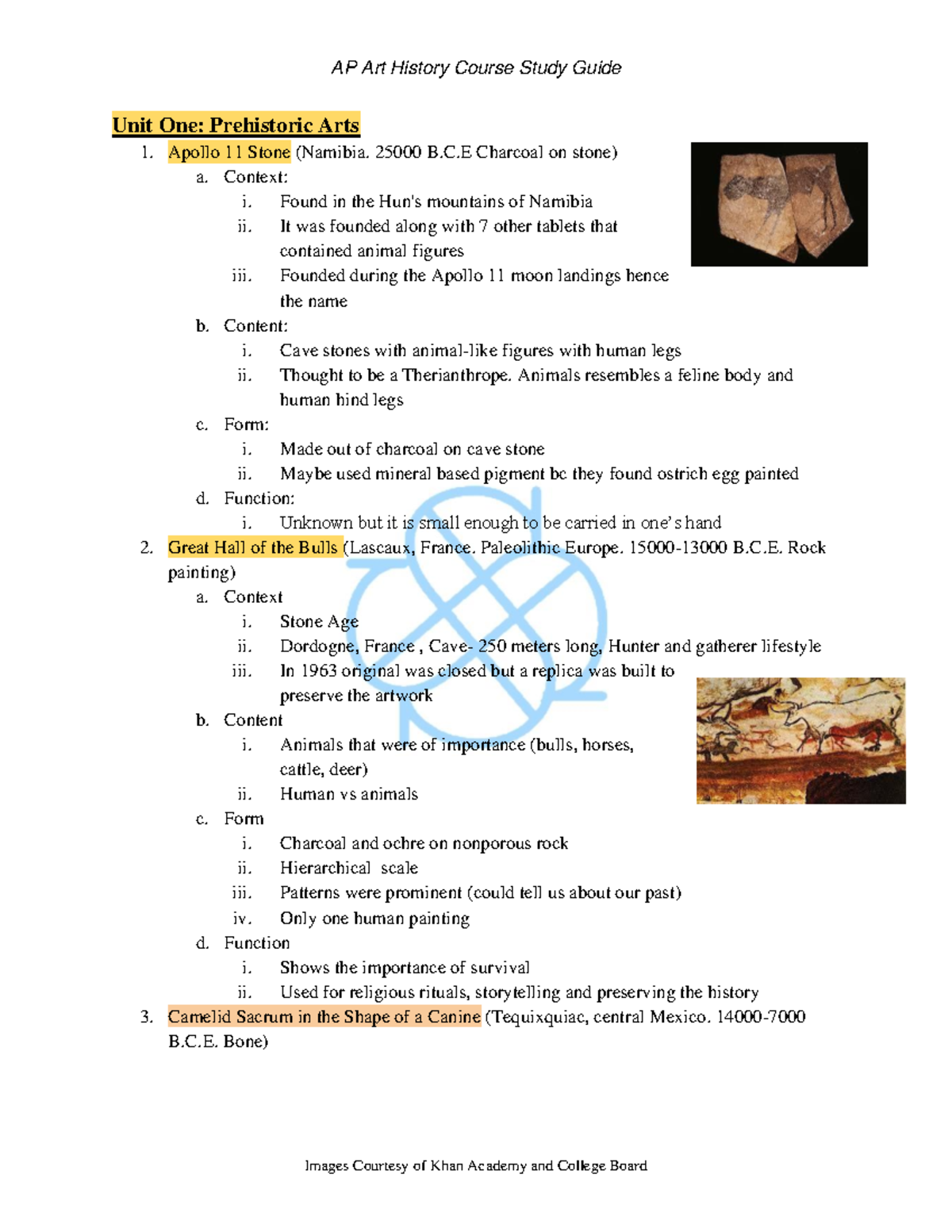Art History AP - Unit One: Prehistoric Arts Apollo 11 Stone (Namibia ...