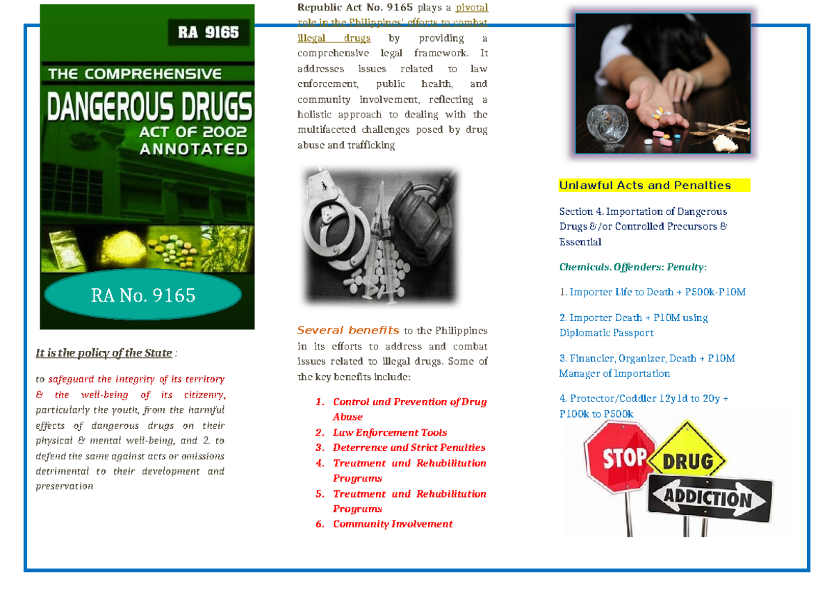 Brochure Drugs NINO - STUDY - It is the policy of the State : to ...