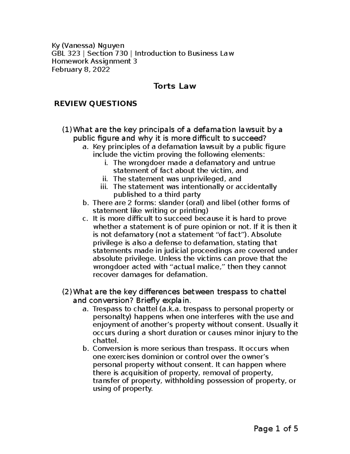 Homework 3 Assignment 2-8 - Ky (Vanessa) Nguyen GBL 323 | Section 730 ...